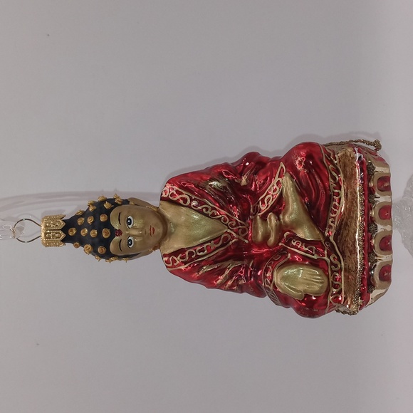 Holiday | Vintage Glass Red And Gold Glass Buddha Christmas Ornament ...